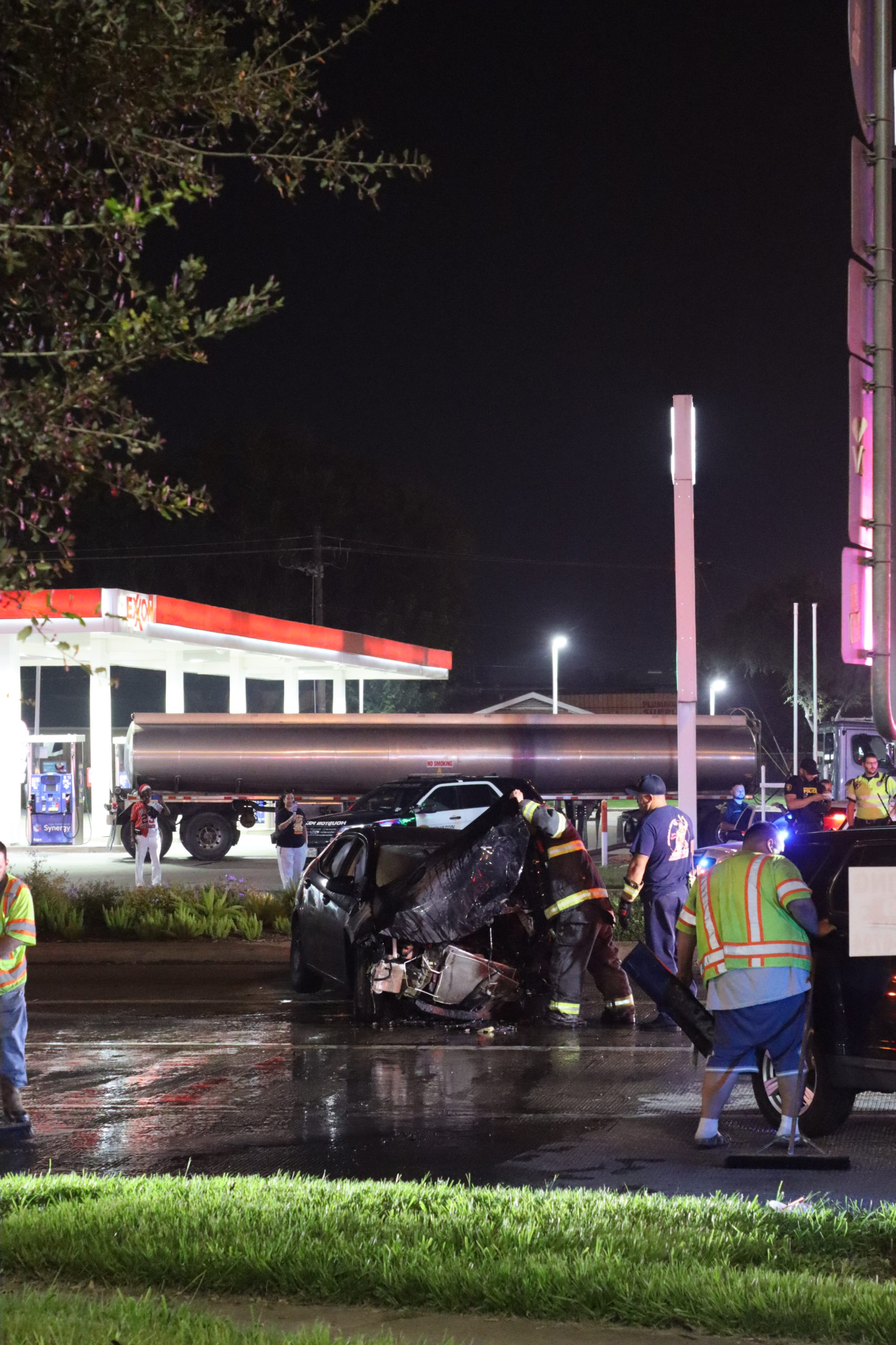 Police chase ends with crash and car fire in north Houston - Houston ...