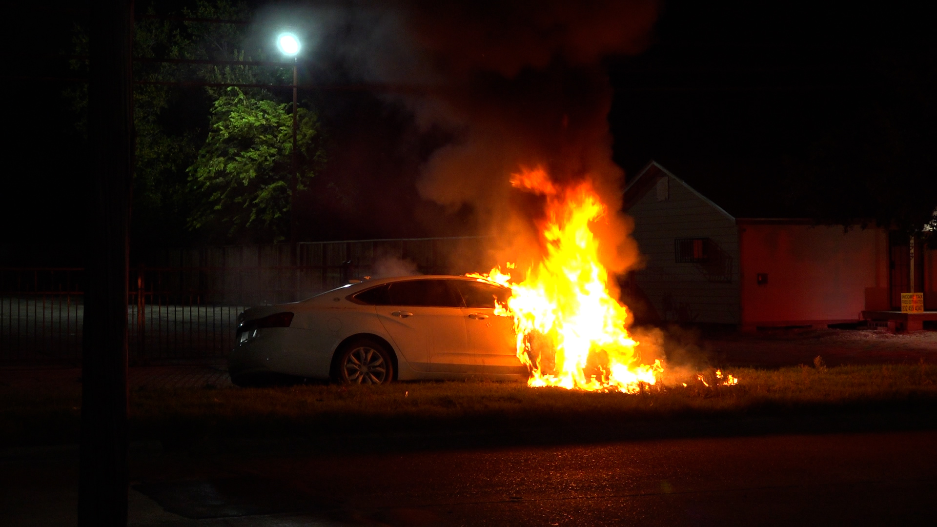 Chevy Impala catches on fire on East Crosstimbers - Houston Stringer