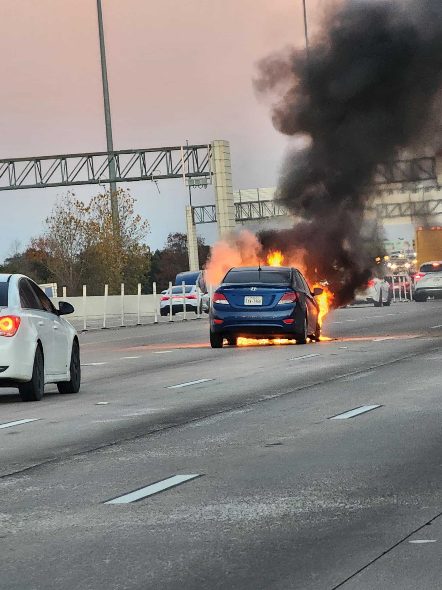 Car Fire on I-10 near Wilcrest - Houston Stringer