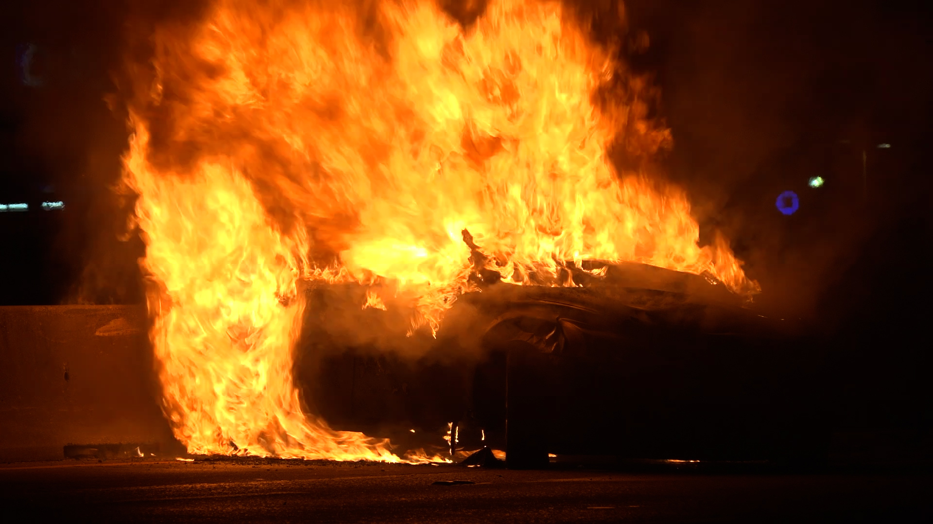 Car fire shuts down southbound lanes of North Freeway in Houston ...